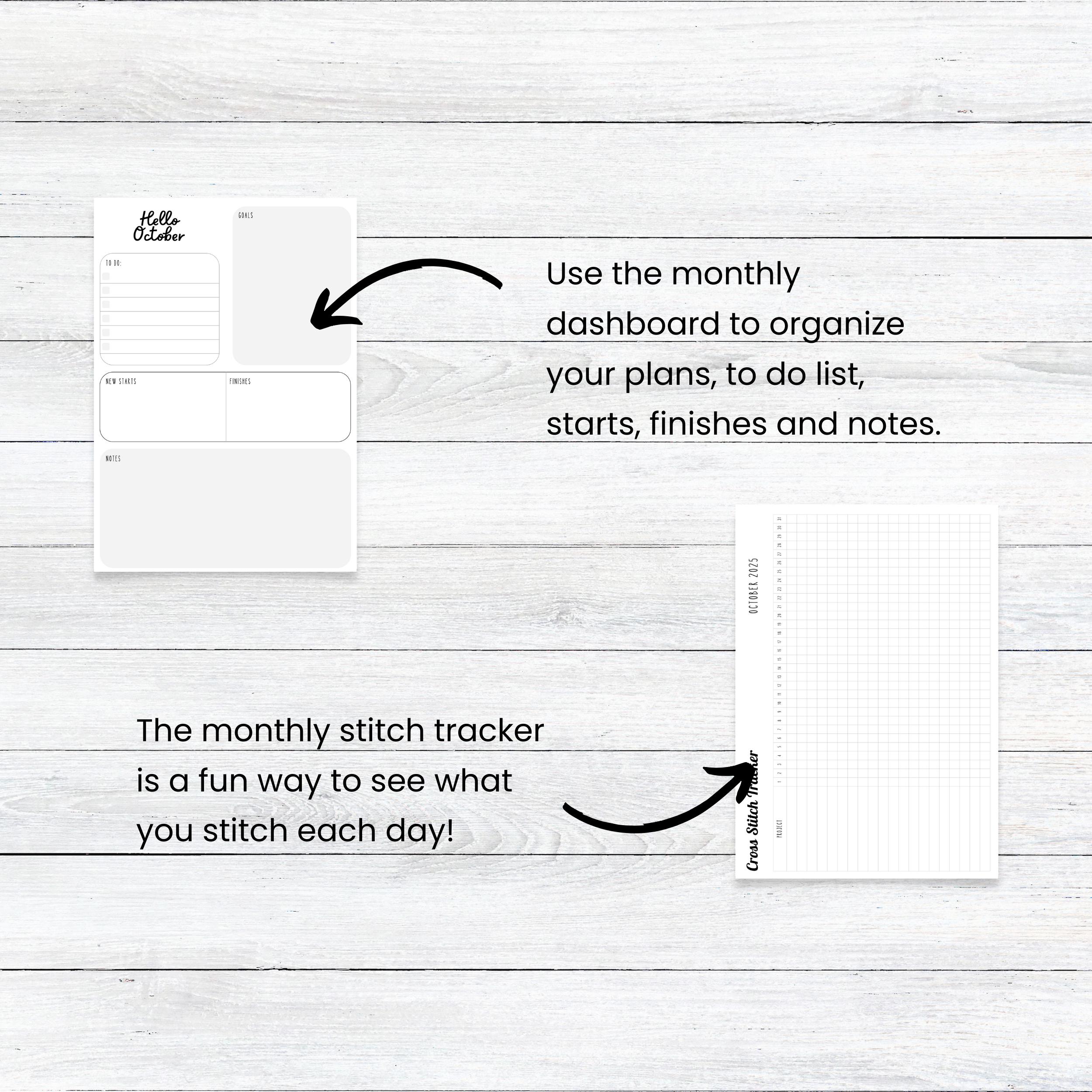 PRINTABLE 2025 Cross Stitch Planner, MONDAY Start, Stitching Tracker ...