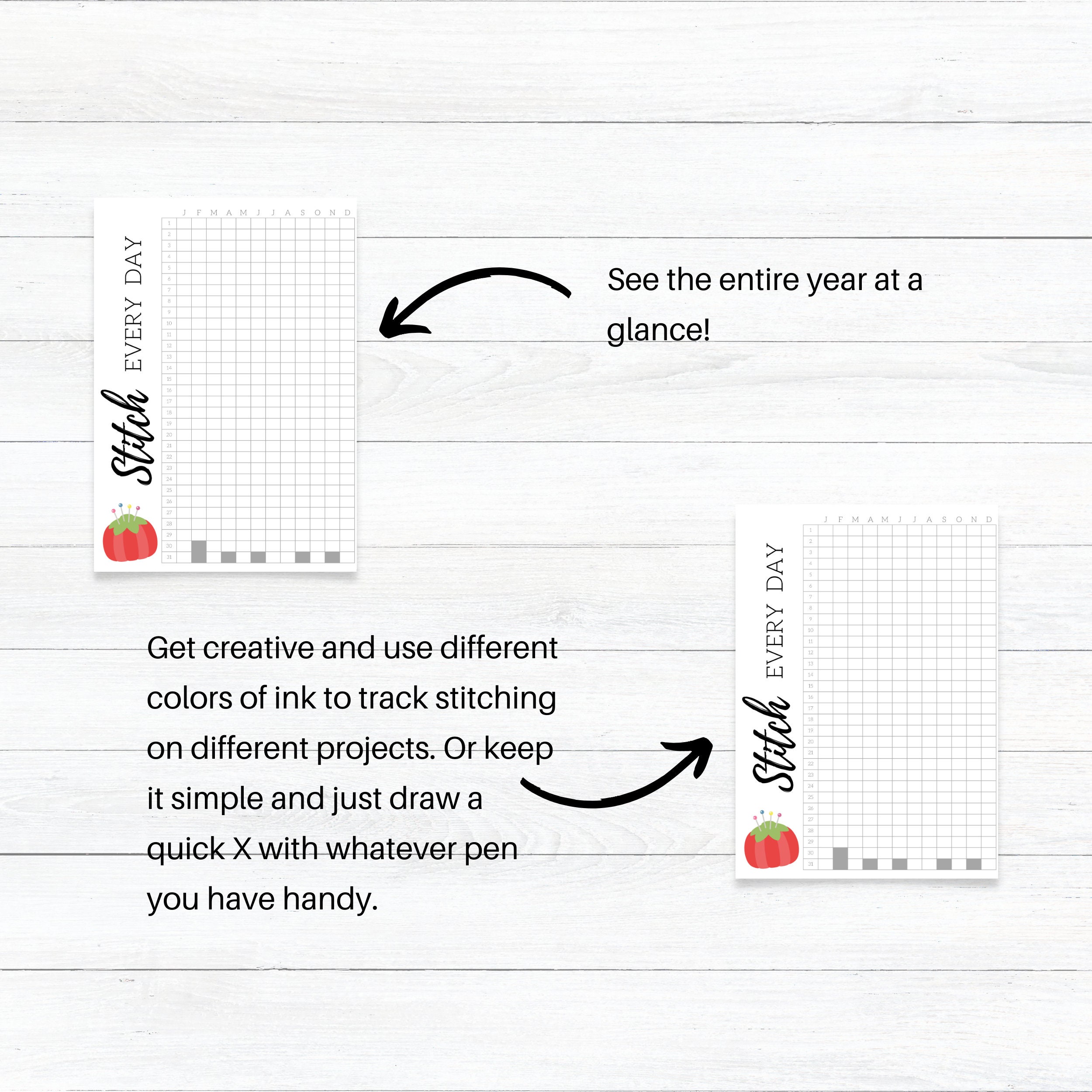 PRINTABLE Cross Stitch Yearly Habit Tracker, Cross Stitch Planner ...