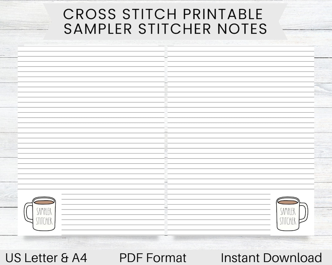 PRINTABLE Sampler Stitcher Mug Notes Pages for Cross Stitch Planner ...