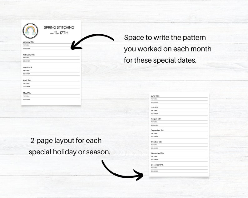 PRINTABLE Stitch the Day Seasonal Cross Stitch Tracker, Journal for ...