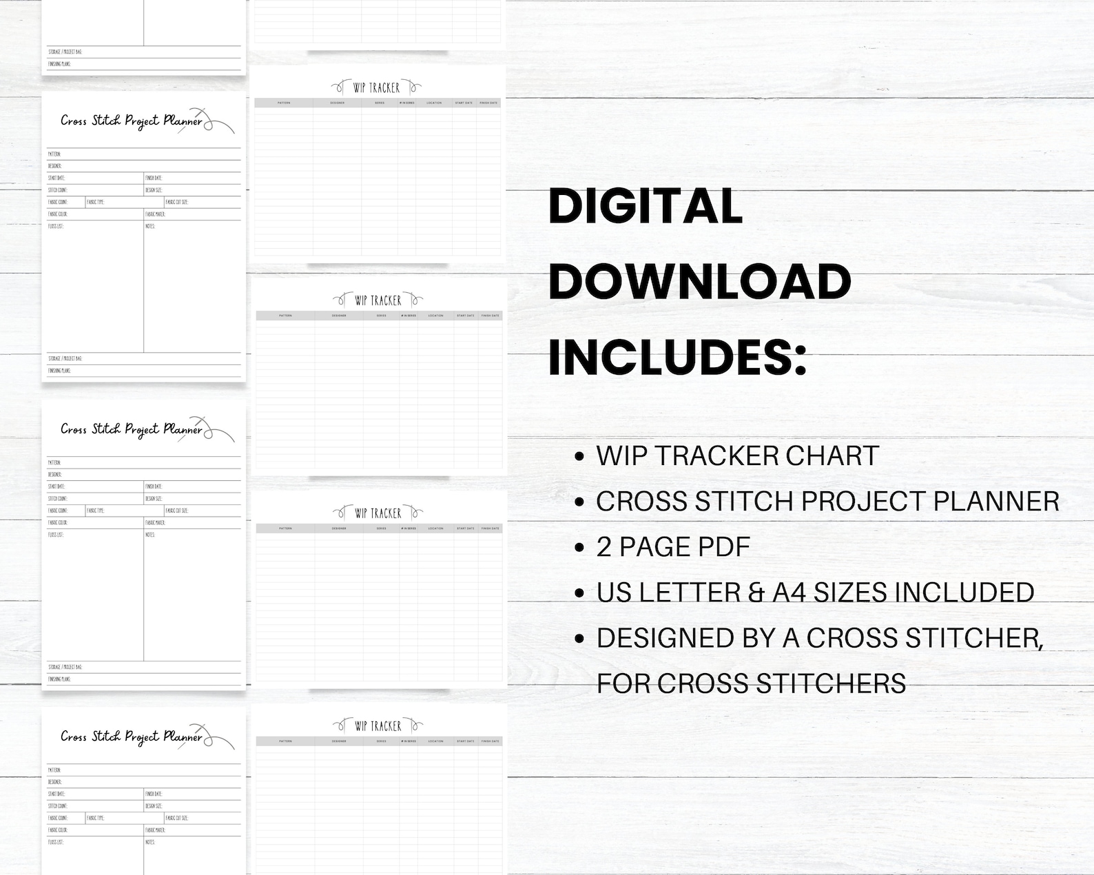 PRINTABLE Cross Stitch Project Planner, WIP Tracker, Craft Organizer - Etsy