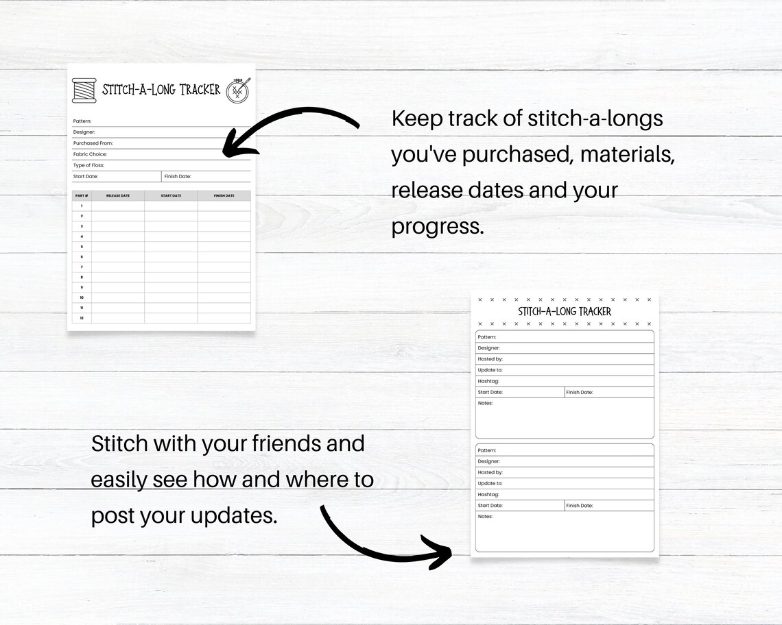 PRINTABLE Cross Stitch Stitch-a-long Tracker WIP Planner - Etsy
