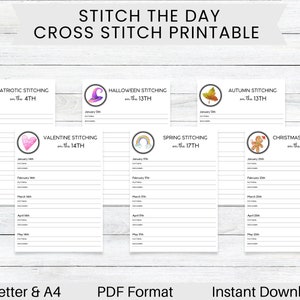 PRINTABLE Stitch the Day Seasonal Cross Stitch Tracker, Journal for ...