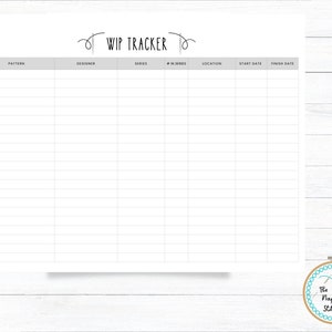 PRINTABLE Cross Stitch Project Planner, WIP Tracker, Craft Organizer - Etsy