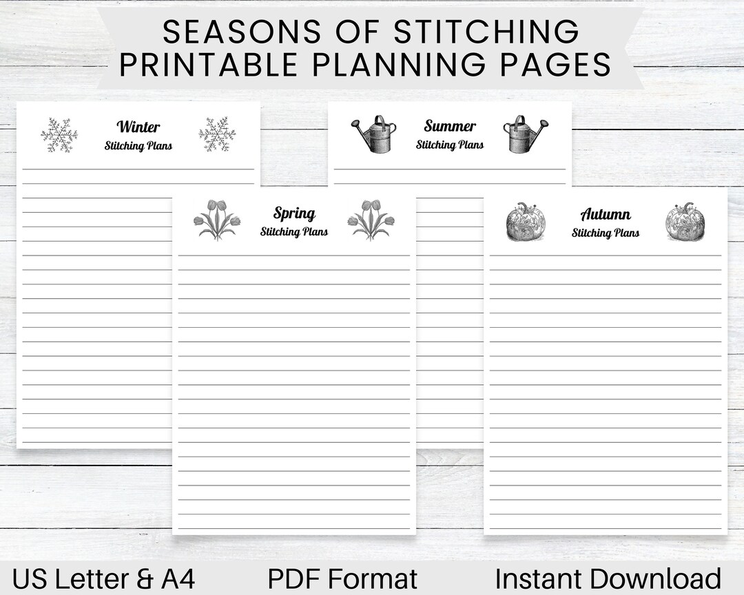 PRINTABLE Vintage Seasonal Stitching Plans, Cross Stitch Planner ...