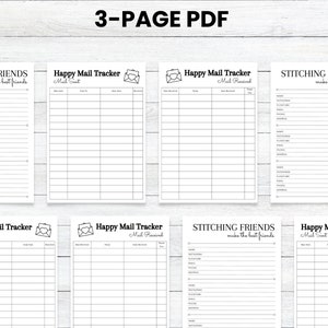 PRINTABLE Cross Stitch Friends Bundle, Happy Mail Tracker, Contacts ...
