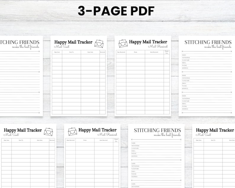 PRINTABLE Cross Stitch Friends Bundle, Happy Mail Tracker, Contacts ...