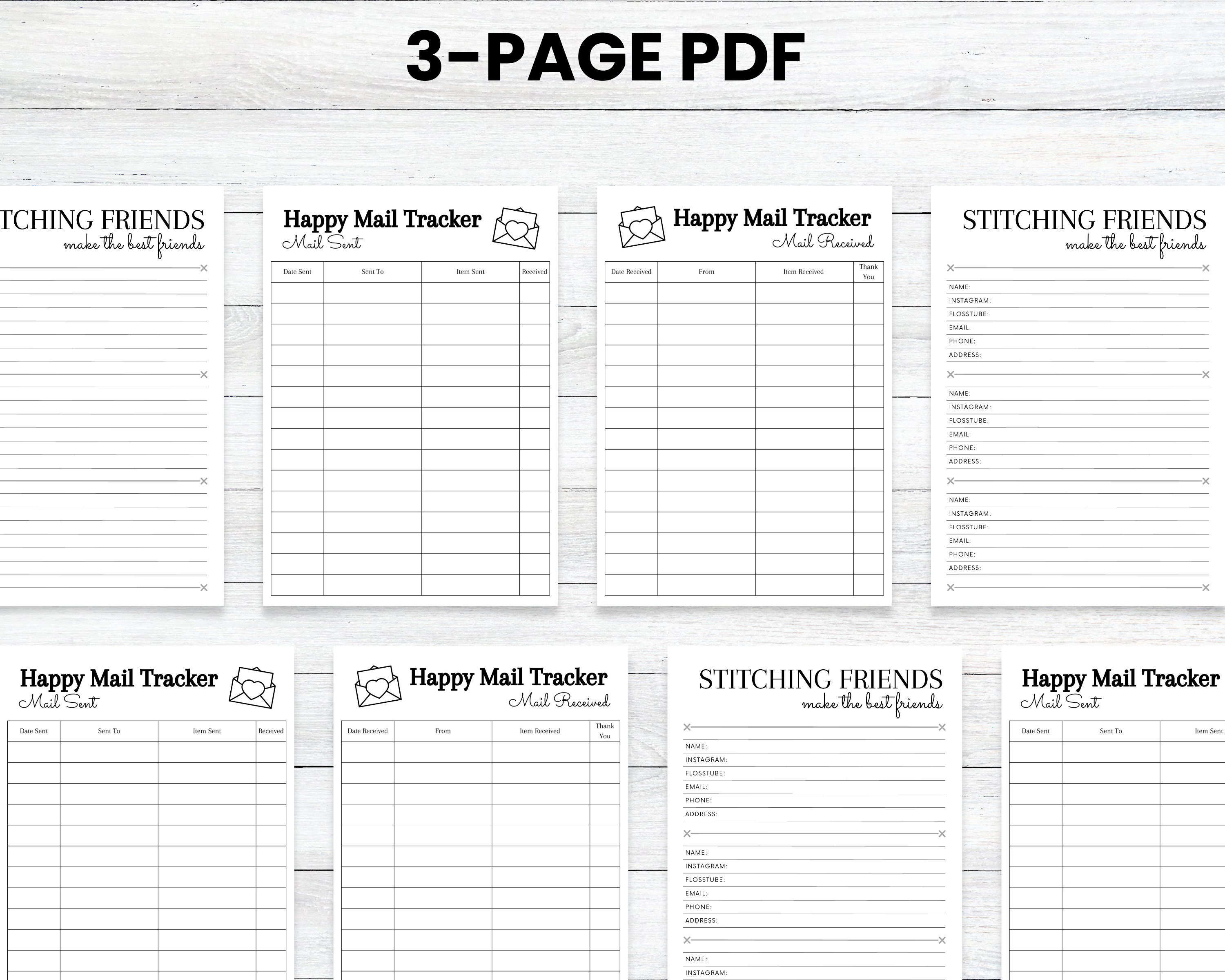 PRINTABLE Cross Stitch Friends Bundle, Happy Mail Tracker, Contacts ...