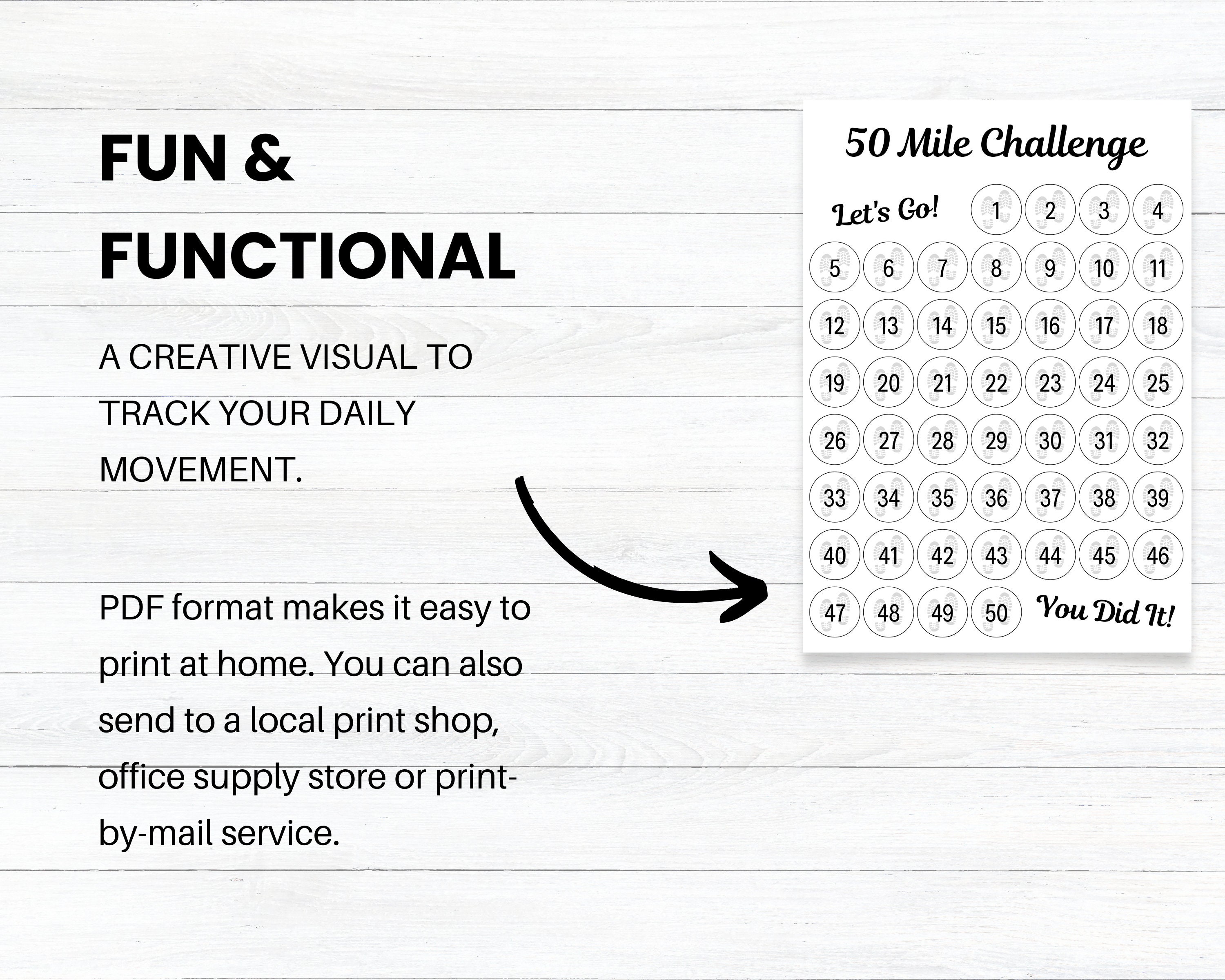 PRINTABLE 50 Mile Challenge Habit Tracker, Walking Challenge, Hiking ...