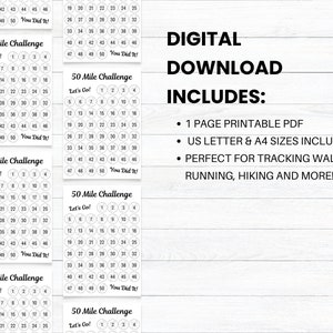 PRINTABLE 50 Mile Challenge Habit Tracker, Walking Challenge, Hiking ...
