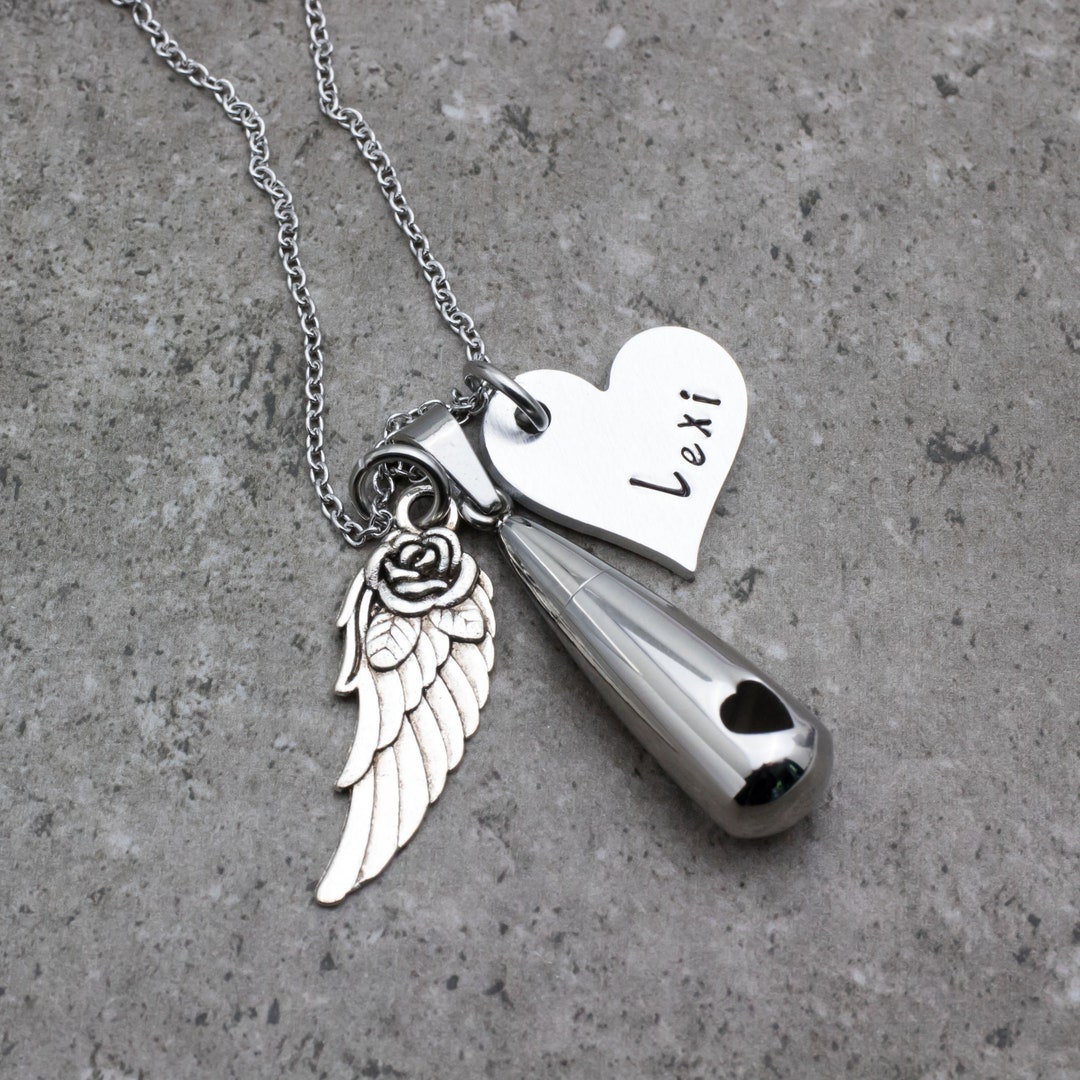 Handmade Made in USA Teardrop Cremation Necklace, Personalized Jewelry ...