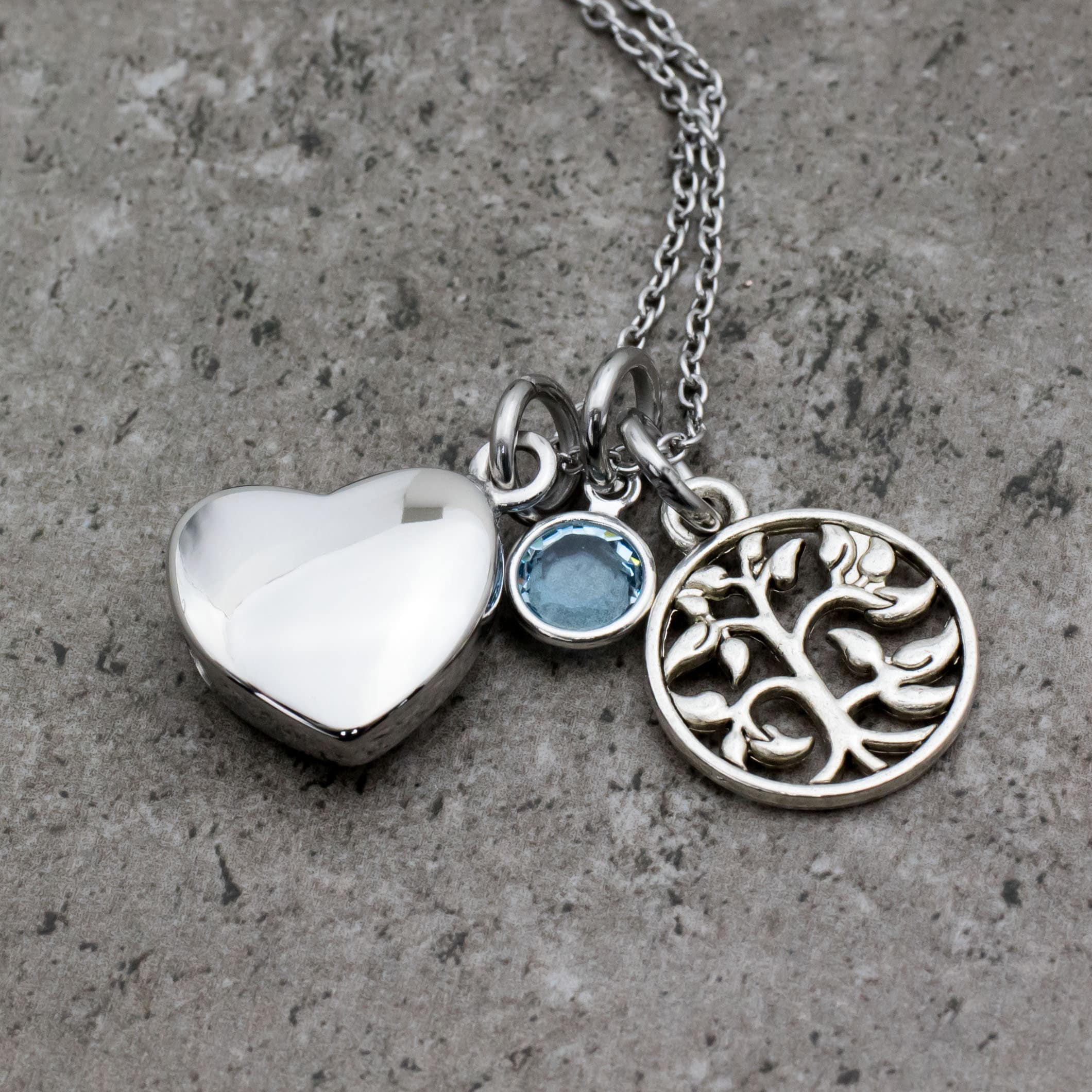 Placenta Keepsake Necklace, Stainless Steel Heart, Tree of Life Charm ...