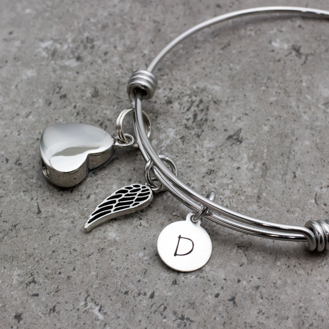 Bracelet for Ashes Silver Heart Urn Bracelet Personalized Cremation ...