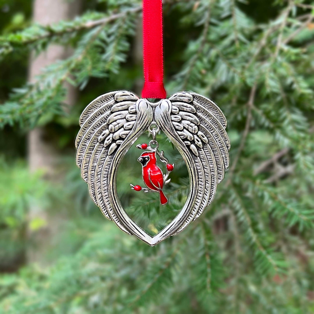 Angel Wing Cardinal Urn Christmas Tree Ornament Cremation Window ...