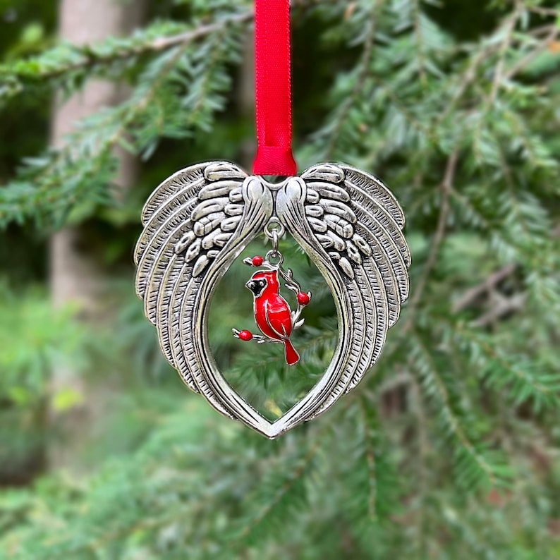 Angel Wing Cardinal Urn Christmas Tree Ornament Cremation - Etsy
