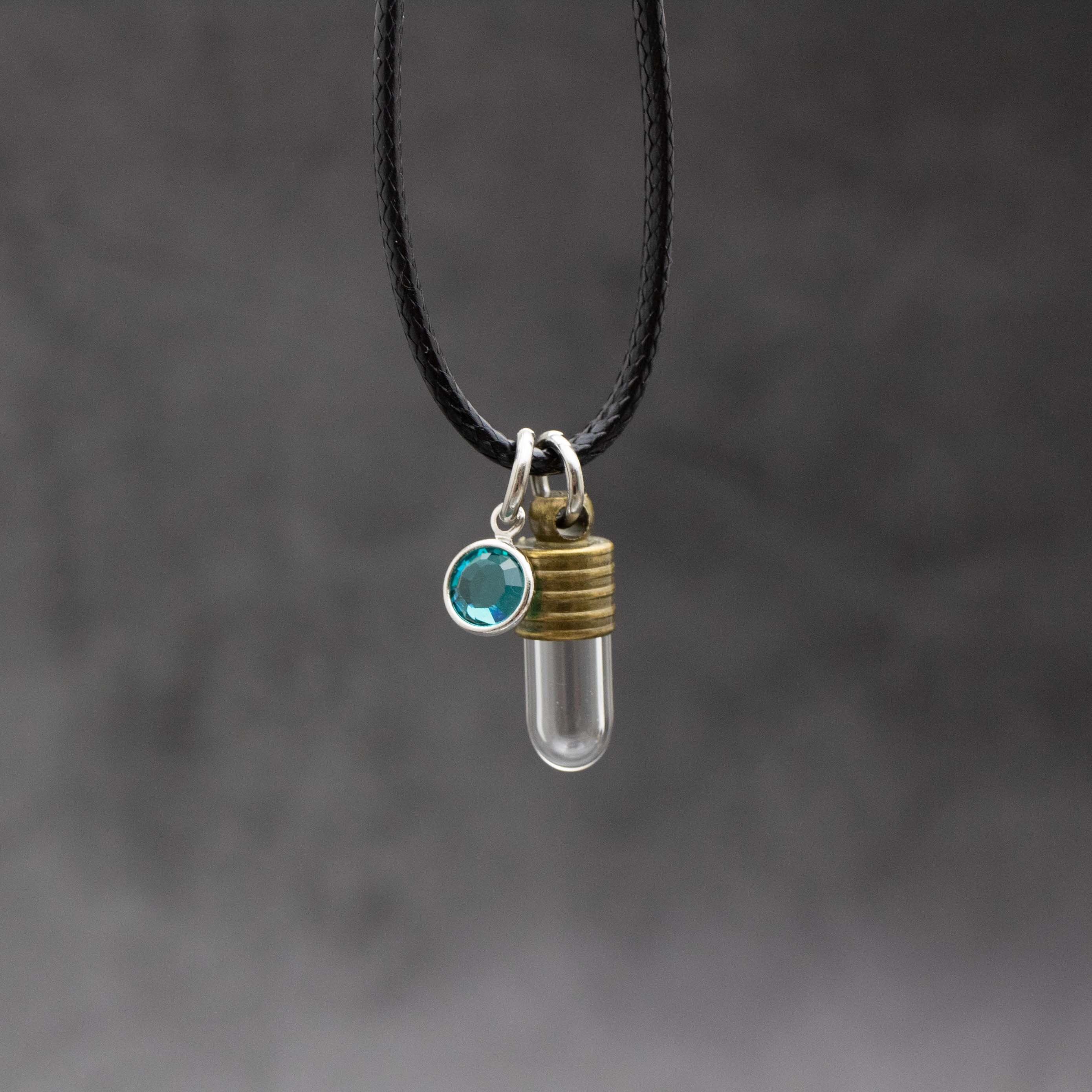 Tiny Bronze Blood Vial Necklace Personalized With Birthstone Crystal ...