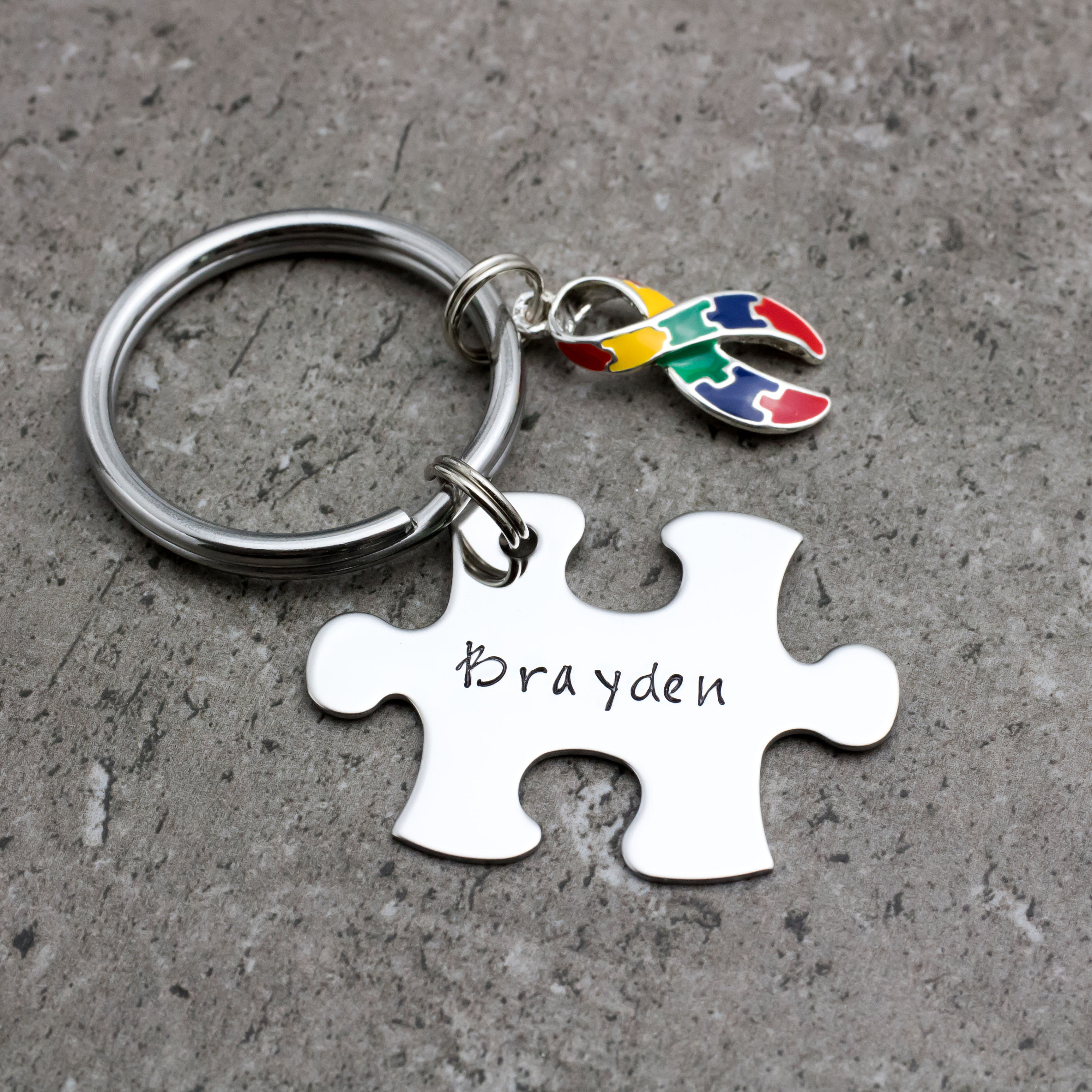 Personalized Autism Awareness Keychain Puzzle Piece Keychain | Etsy