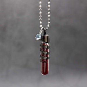 Blood Vial Necklace, Personalized Initials, Anniversary Crystal ...