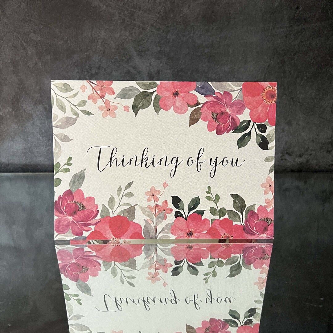 Downloadable Sympathy Card, Shades of Pink Watercolor Flowers, Thinking ...