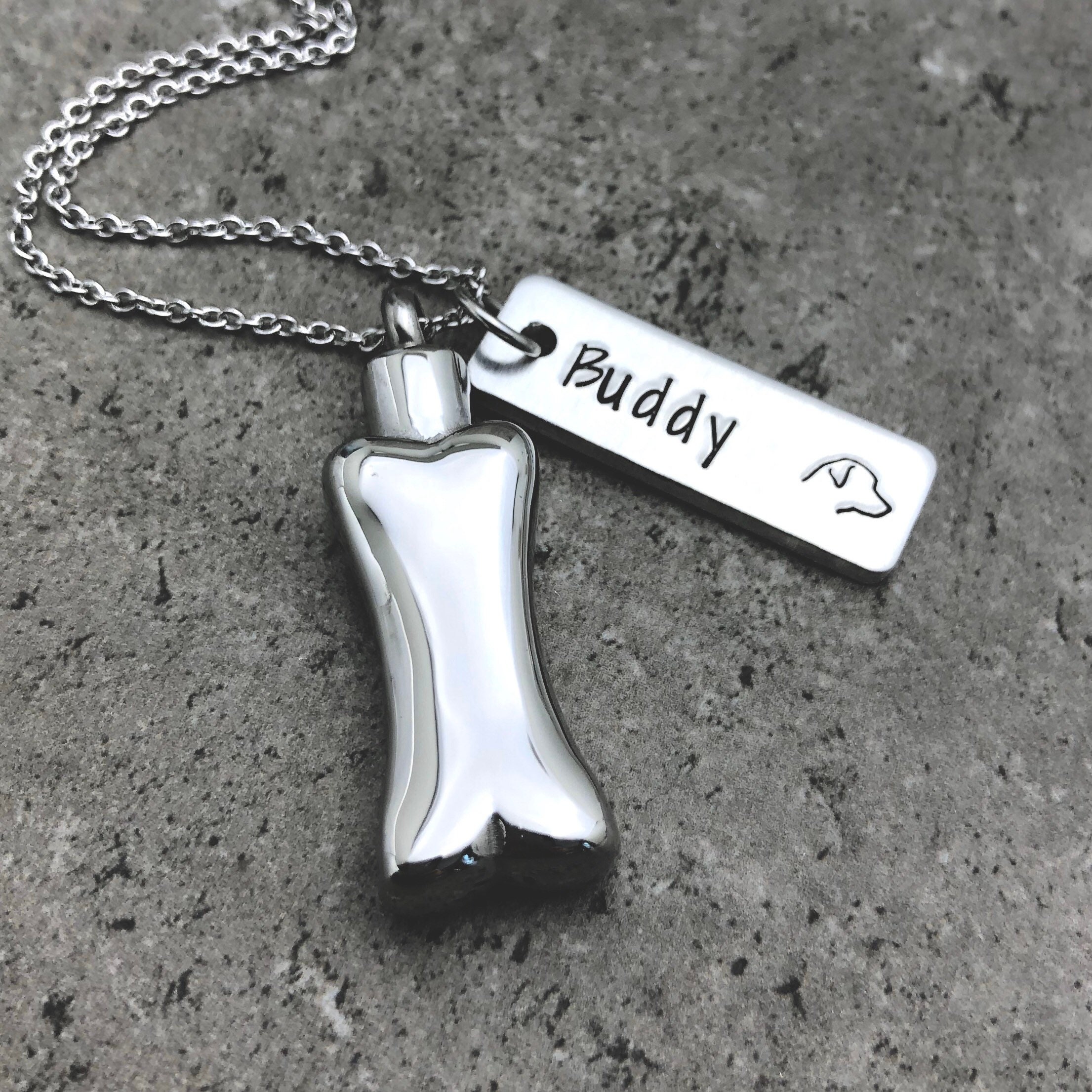 Personalized Dog Bone Pet Urn Necklace for Dog Ashes Personalized Pet ...
