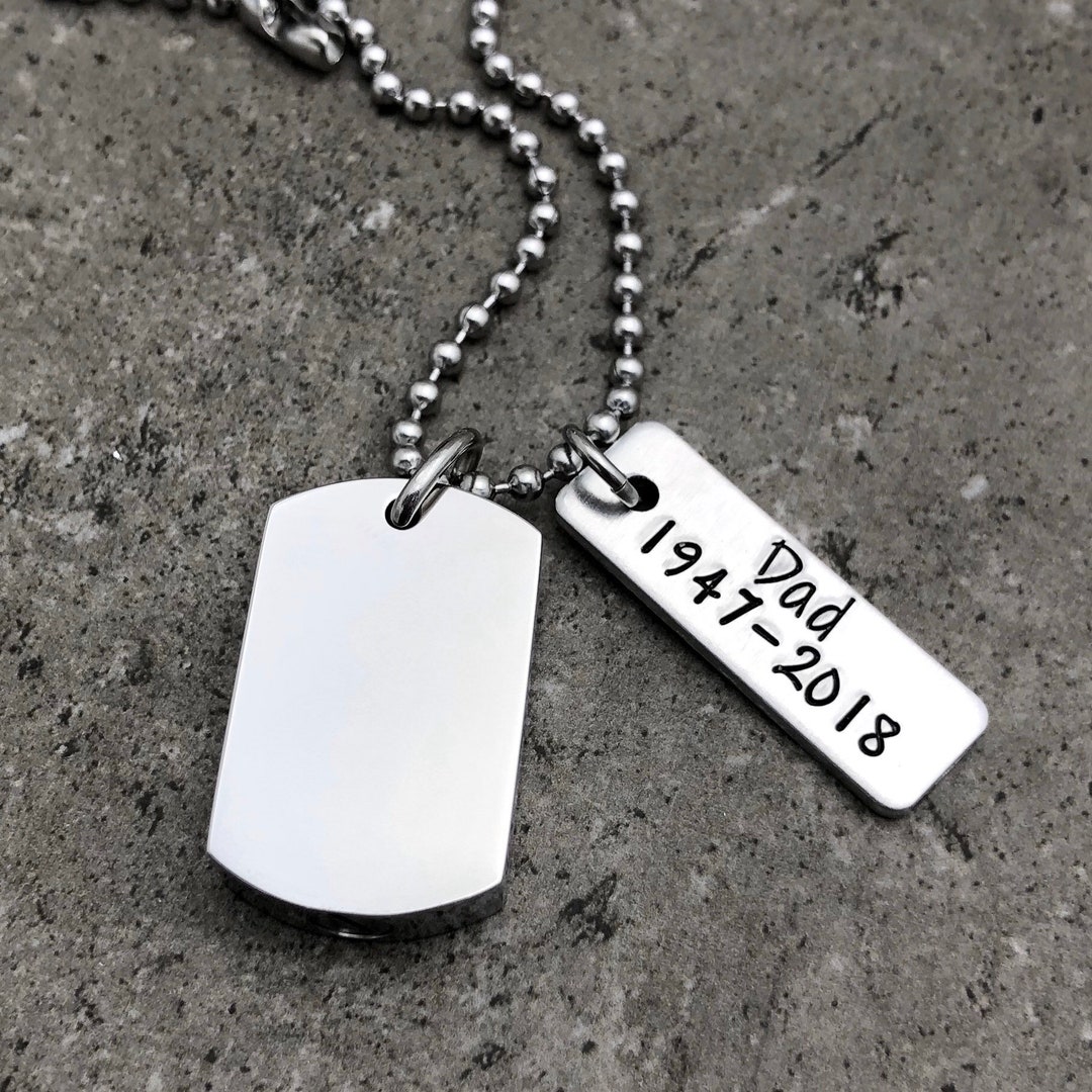 Personalized Necklace for Ashes, Dog Tag Shaped Urn for Human or Pet ...