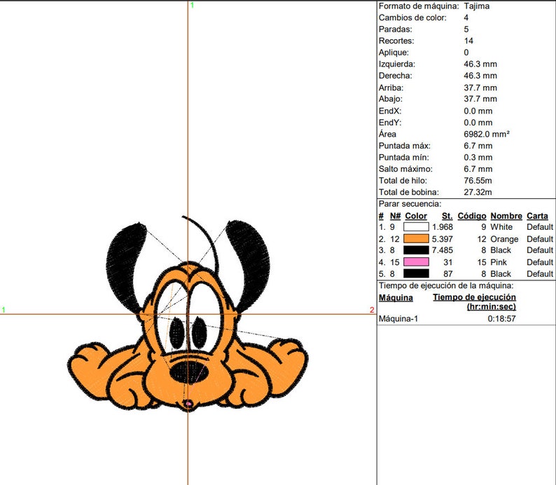 Pluto Dog Puppy Machine Embroidery Design, Mickey's Friends. 2 ...