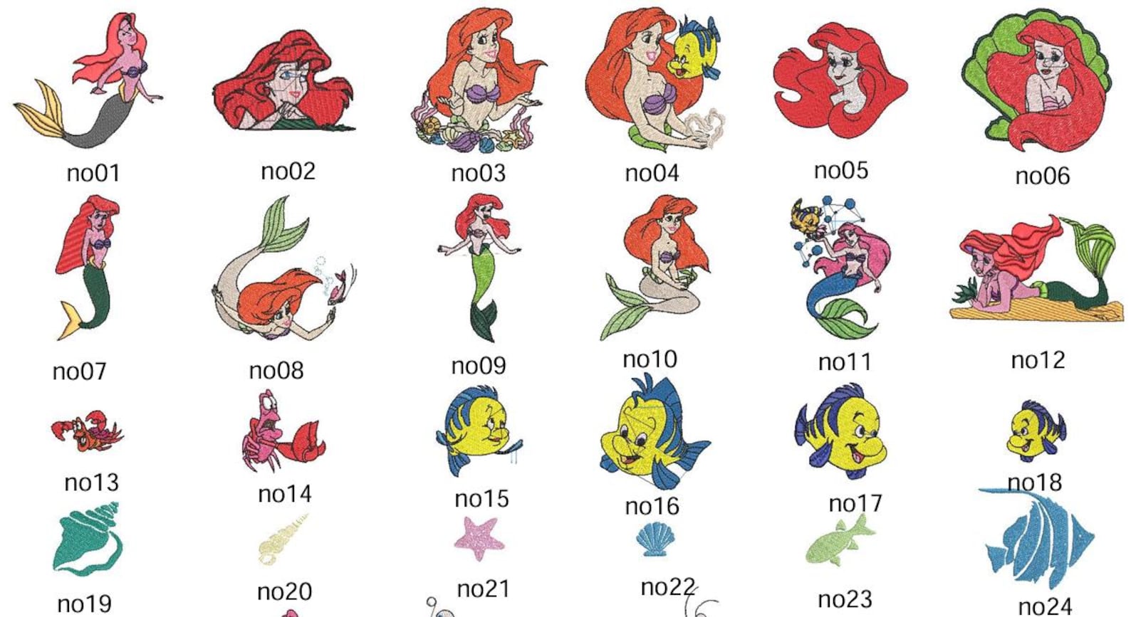 Mega Pack Ariel the Little Mermaid Embroidery 51 Design, Mermaid ...
