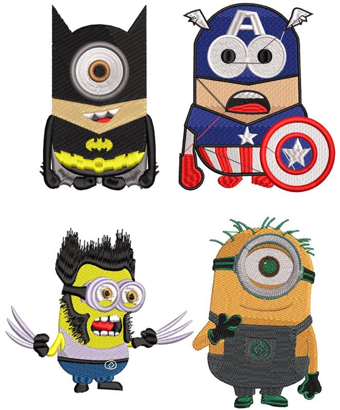 Pack Minions - Minions, Embroidery Design, Superhero, 4 Files, Drawings ...