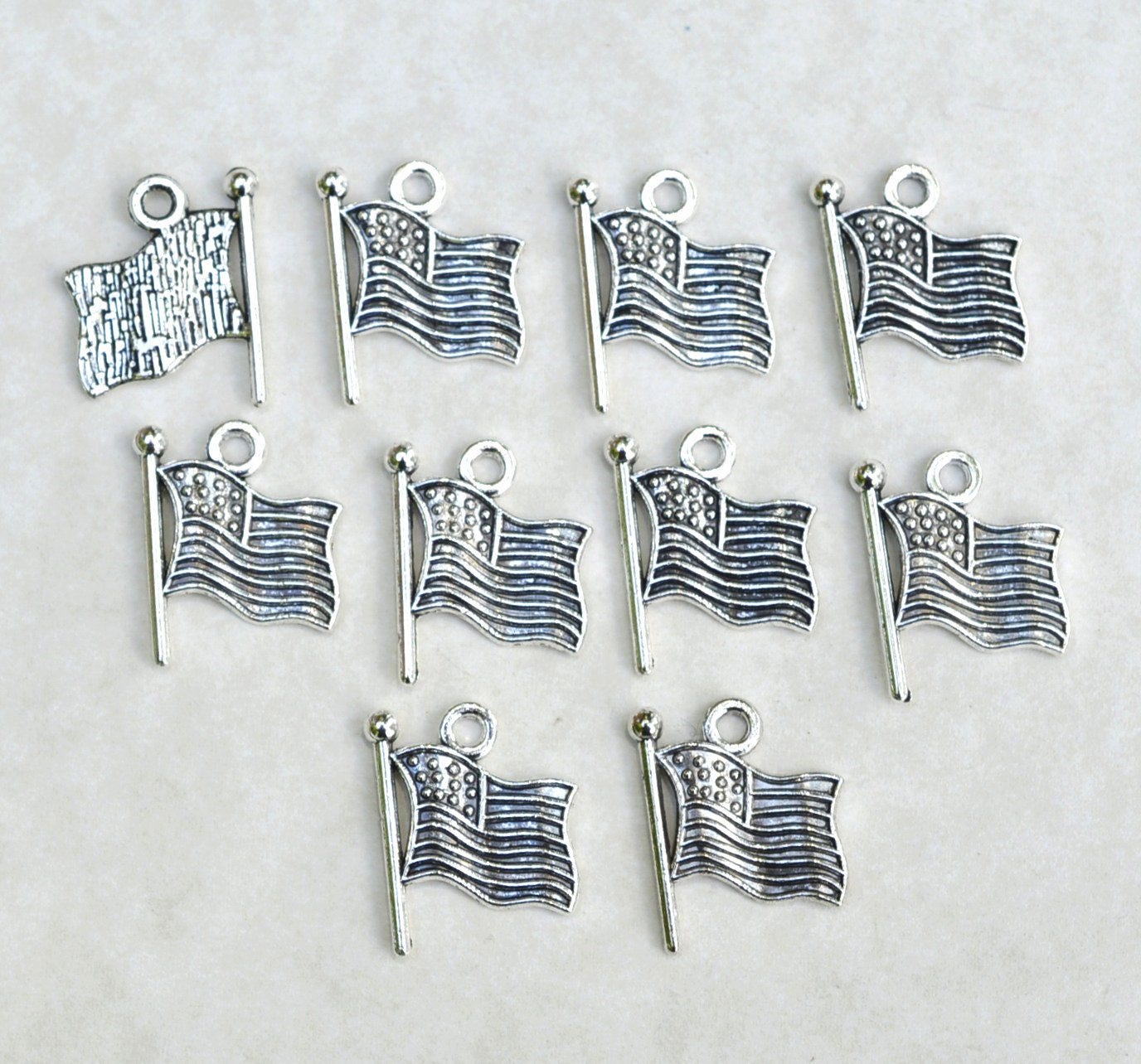 American Flag Flag charms silver Flag charms CH360 10 | Etsy