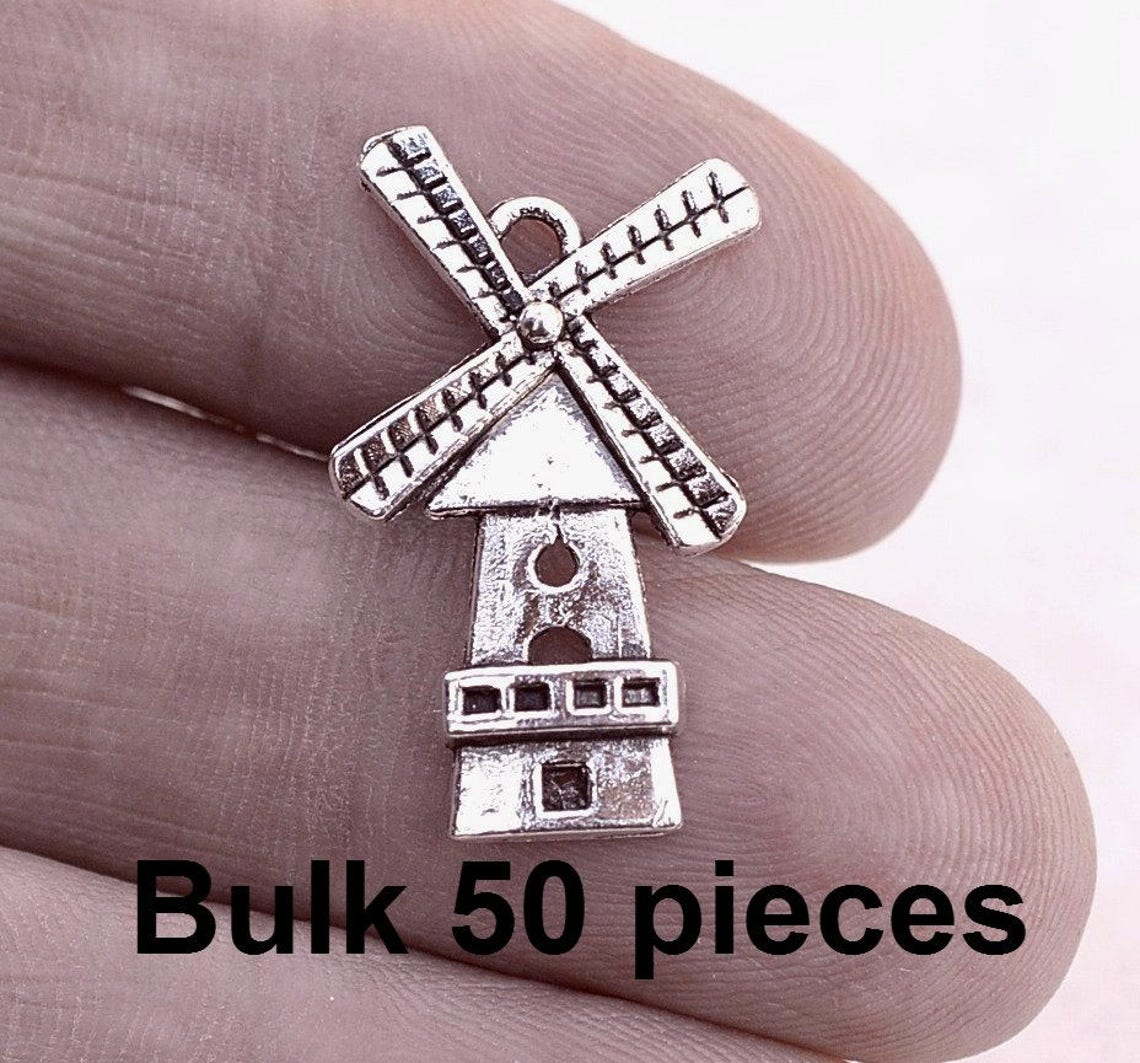 Windmill Charms Silver Windmill Charms Jewelry Charms 50 - Etsy