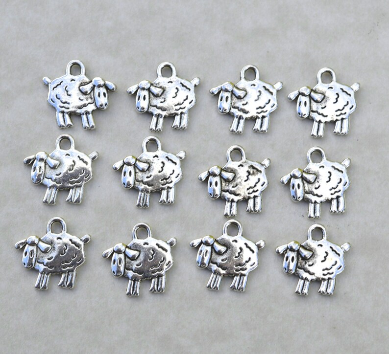 Sheep Charms Silver Sheep 12 Pieces Antique Silver Charms | Etsy