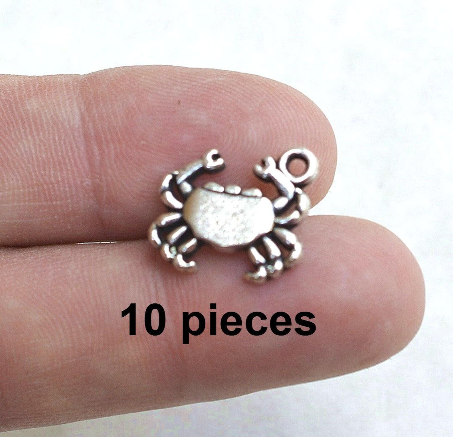 Crab Charms 10 Pieces CH362 Beach Charms Antique Silver - Etsy
