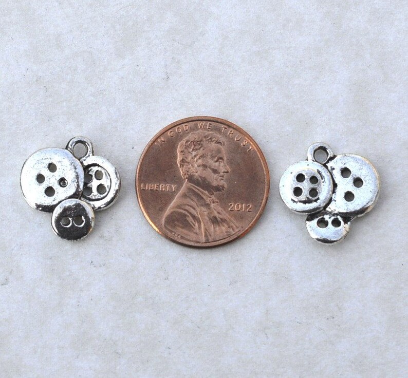Button Charms Sewing Charms Silver Buttons Bch353 Jewelry - Etsy