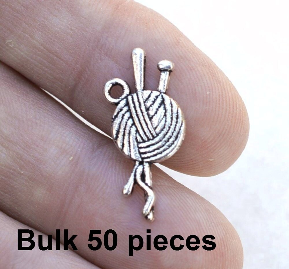 Yarn Charms Yarn and Needles Knitting Charms BCH324 - Etsy