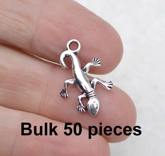 Gecko Charms Lizard Charms 50 Pieces BCH449 Antique | Etsy