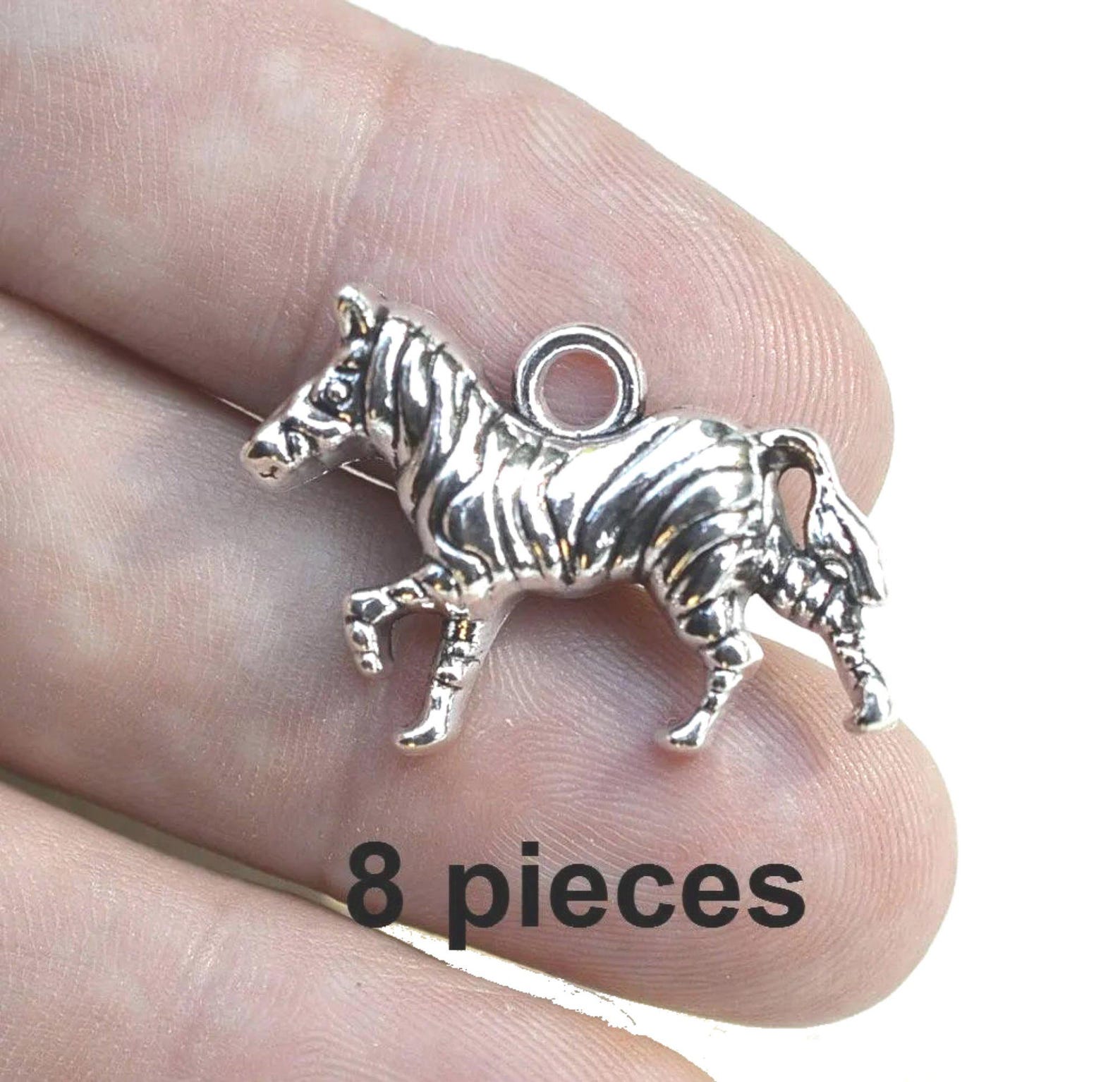 Zebra Pendants, Zebra Charms, Exotic Animal Charm, 8 Pieces, Antique ...