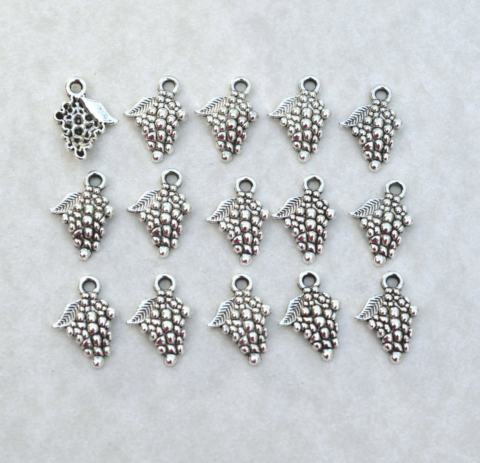 15, Grape Charms, #CH 280, Antique Silver Charms, Silver Grape Charms ...