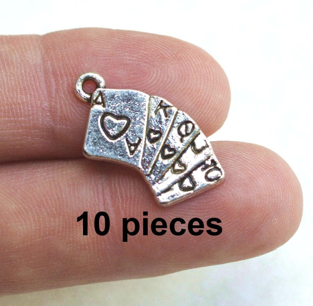 Playing Card Charms, Card Charms, 10 Pieces, Antique Silver Charms, # ...