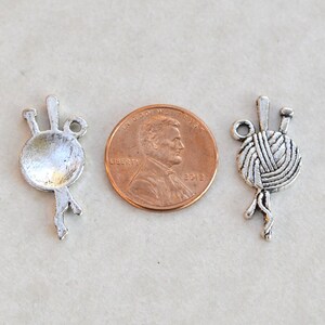 Yarn Charms, Yarn and Needles, Knitting Charms, BCH324, Silver Charms ...