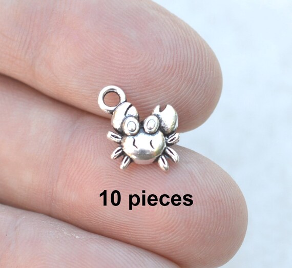 Crab Charms 10 Pieces ch506 Beach Charms Antique Silver | Etsy