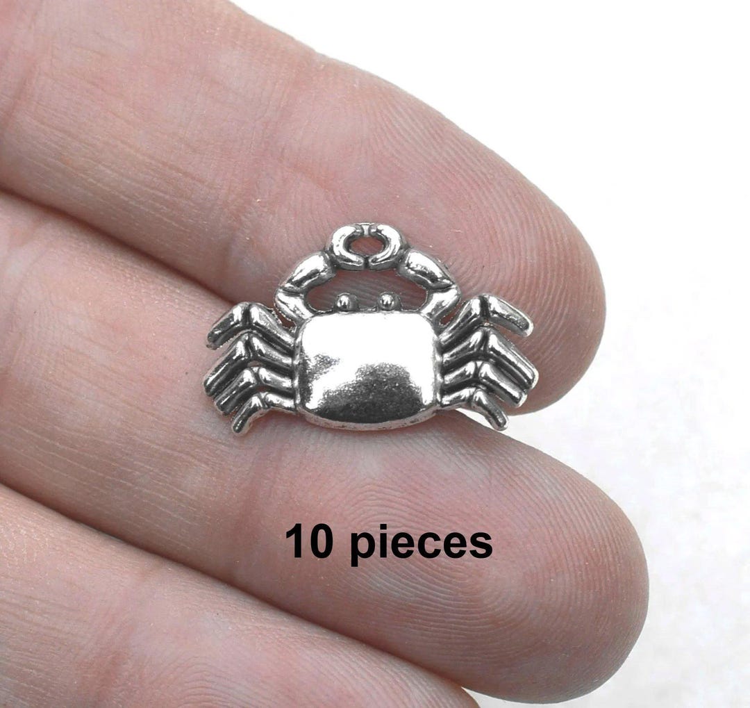 Crab Charms #CH250 Antique Silver Charms, 10 Pieces, Aquatic Jewelry ...