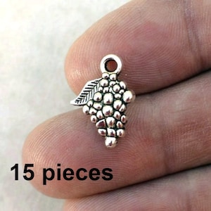 15, Grape Charms, #CH 280, Antique Silver Charms, Silver Grape Charms ...