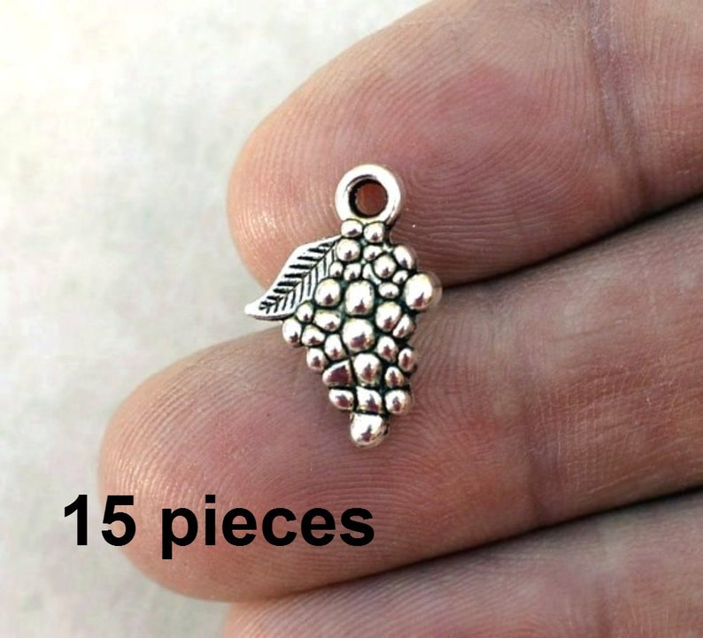 15, Grape Charms, #CH 280, Antique Silver Charms, Silver Grape Charms ...