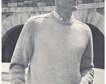 Mens Sweater Knitting Pattern Instant Download Round Neck Turtle Neck ...