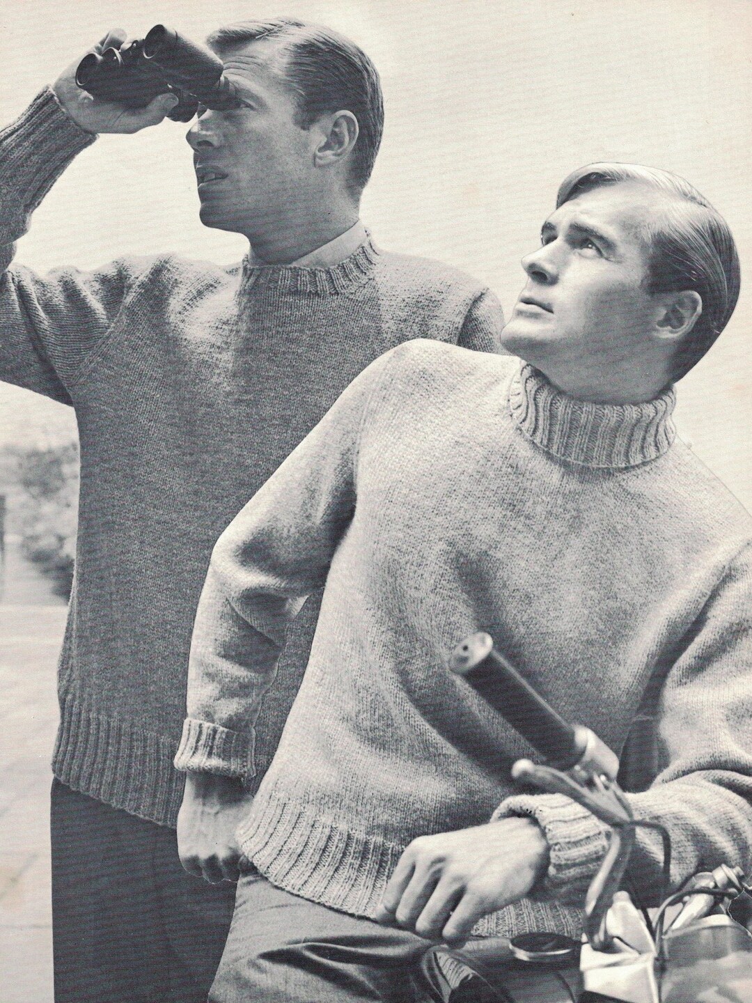 Mens Sweater Knitting Pattern Instant Download Round Neck Turtle Neck ...
