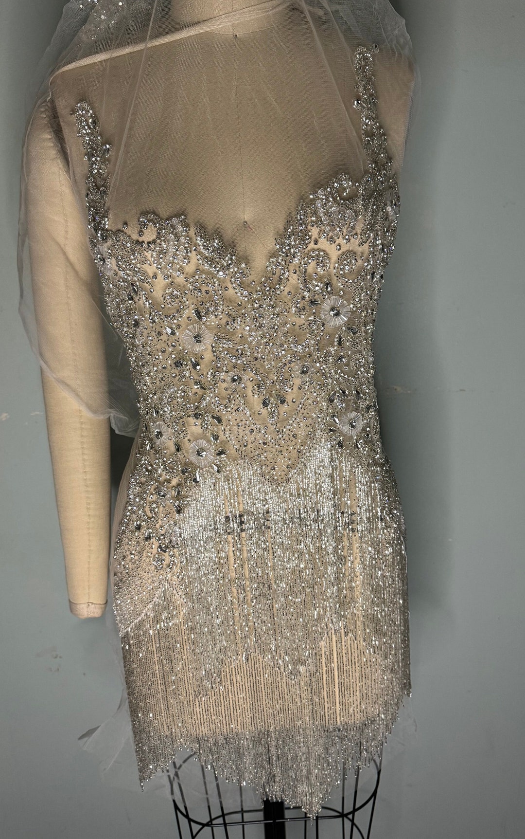 Custom Made Silver FRONT/BACK Beaded Bodice Appliqué/deluxe Silver ...