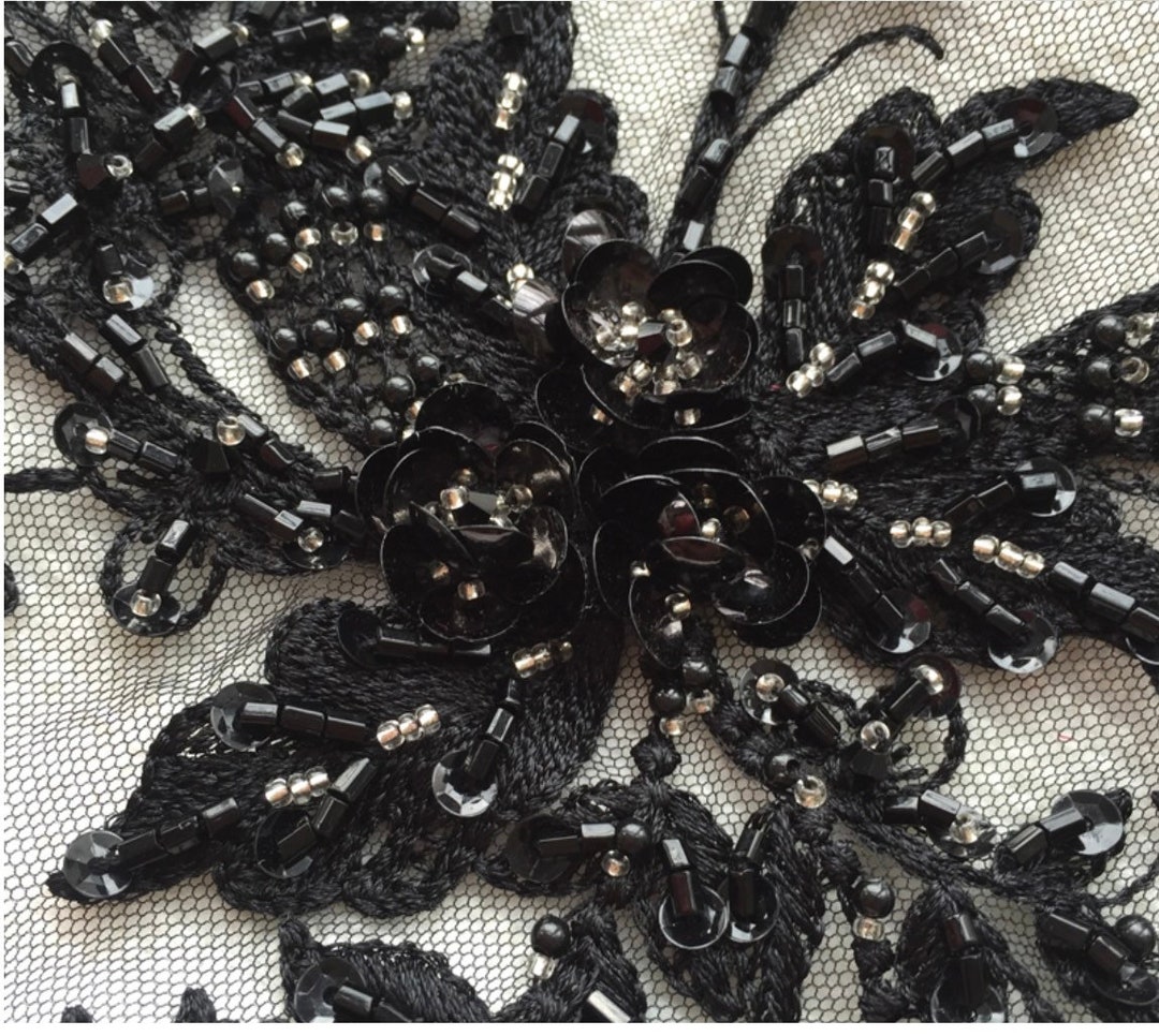 4 Pieces Beaded Lace Appliqué for Decoration/bead Embroidered Lace ...