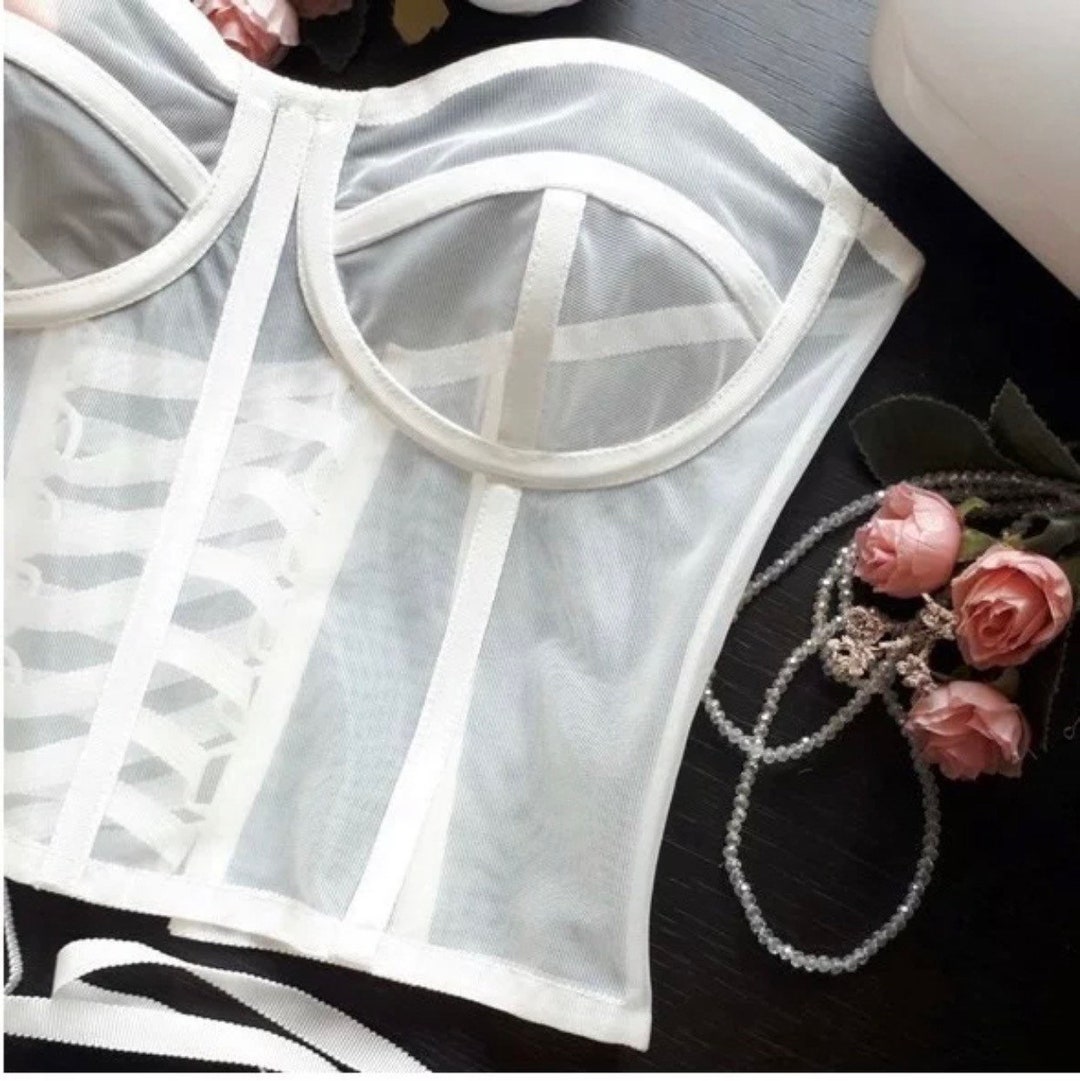 Corset Mesh Bobbinet / Finer Corset Mesh Fabric for Transparent Corset ...