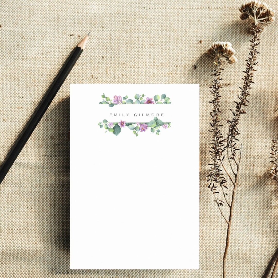 Personalized Script Notepad for Do List With Purple Floral - Etsy