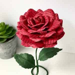 Personalised Gift Paper Rose, Paper Flower Made From a Choice of Paper ...